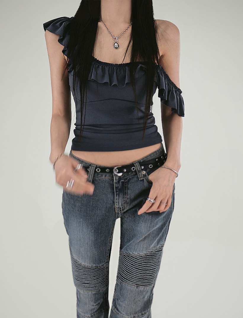 BELBY SQUARE NECK CAP FRILL SLEEVELESS TOP 벨비 스퀘어넥 캡내장 프릴 나시 (3COLORS ...
