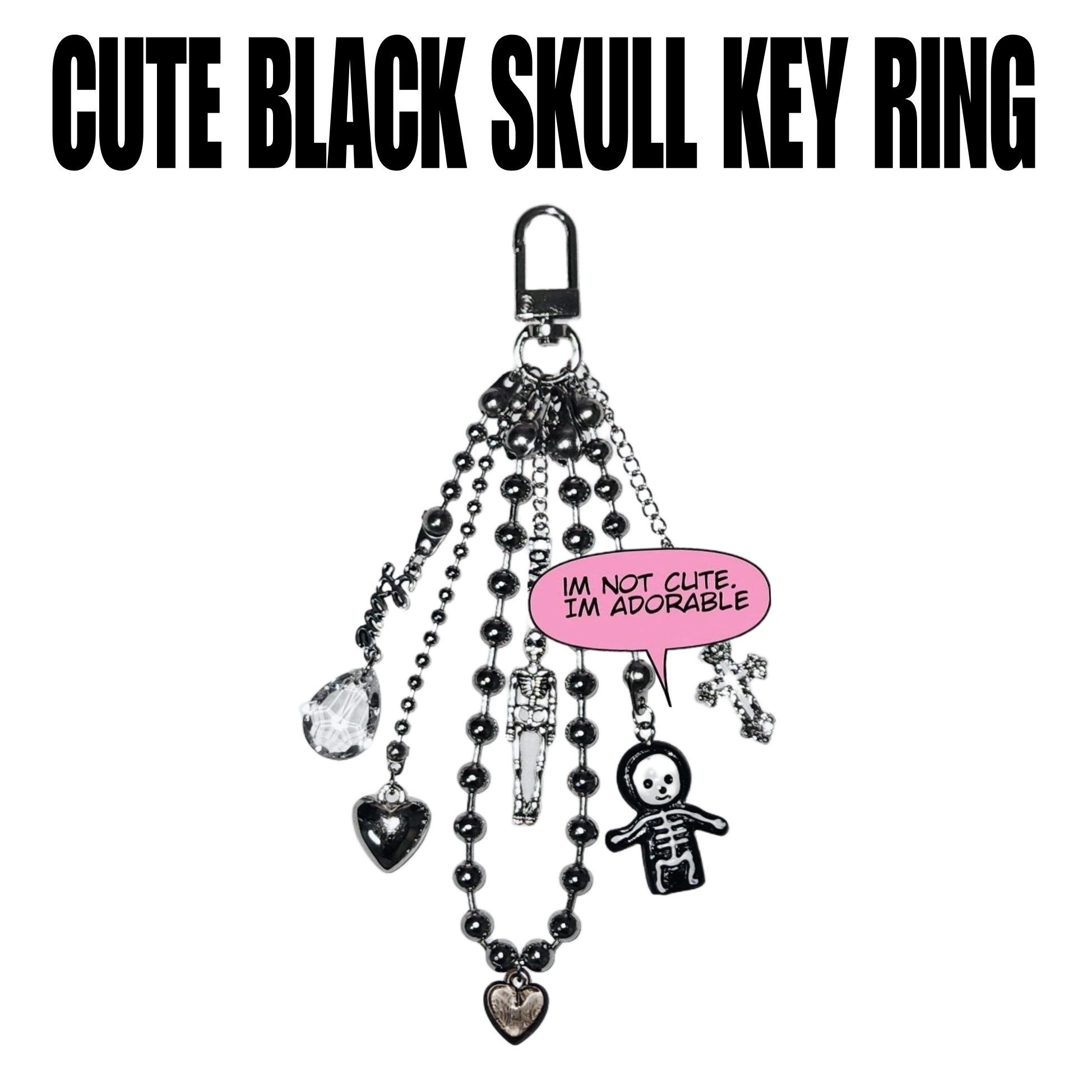 CUTE BLACK SKULL KEY RING 큐트 블랙 해골 키링 - 에이블리
