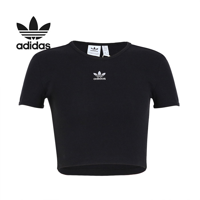 아디다스 에센셜 립 티셔츠 블랙 (II8057) - 에이블리