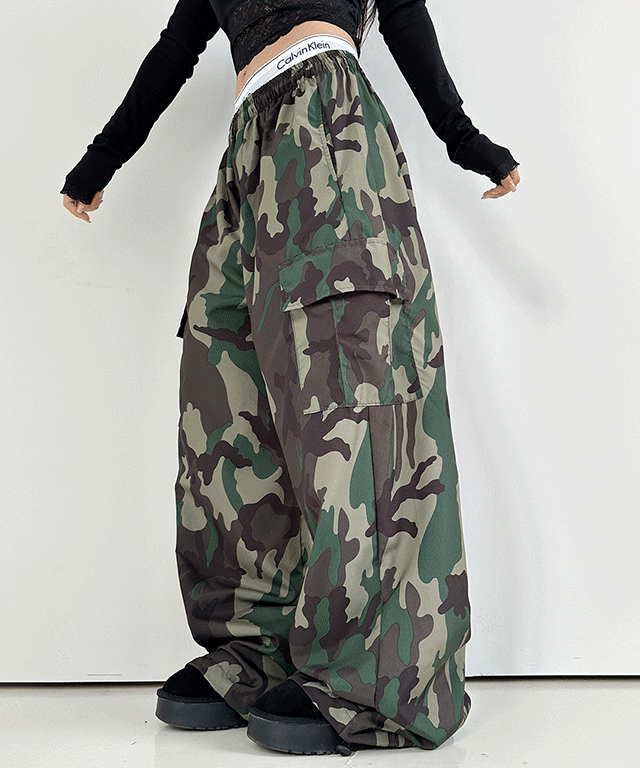 나일론카고밀리터리스트링사이즈선택💚🩷🩵3color 카모플라쥬 밴딩바지 나일론팬츠 나일론바지 카모바지 군복바지 밀리터리팬츠 밀리터리와이드 밀리터리바지 와이드바지 와이드팬츠