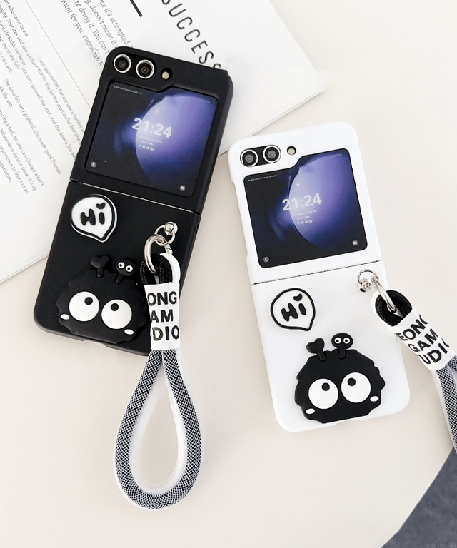 핸드 스트랩 키링 먼지 캐릭터 하드 갤럭시 Z플립6 Z플립5 Z플립4 Z플립3 제트플립6 제트플립5 제트플립4 제트플립3 지플립6 지플립5 지플립4 슬림 귀여운 디자인