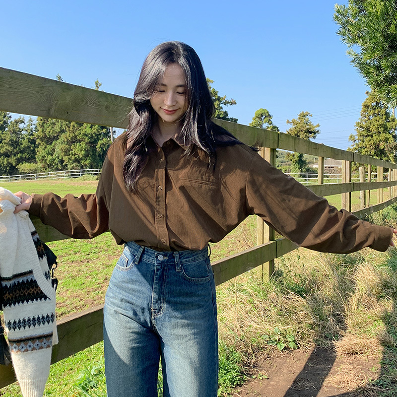 [제작] 모리티 코듀로이 루즈핏 셔츠 78996 빅사이즈여성의류 - 에이블리