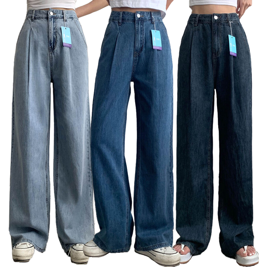 ~2xl 기장선택핏보장 핀턱 속밴딩 롱 와이드 데님팬츠 쿨 썸머 얇은 여름청바지 하비추천 키작녀 키큰녀 빅사이즈 에이블리