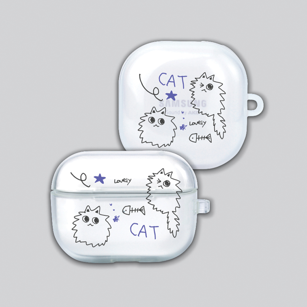 에이블리 단독💘 두들 가시캣 고양이 낙서 무선이어폰 케이스 에어팟프로 에어팟프로2 에어팟3 에어팟4 국산 투명 디자인 젤리 버즈라이브케이스 버즈케이스 버즈 버즈3 버즈3