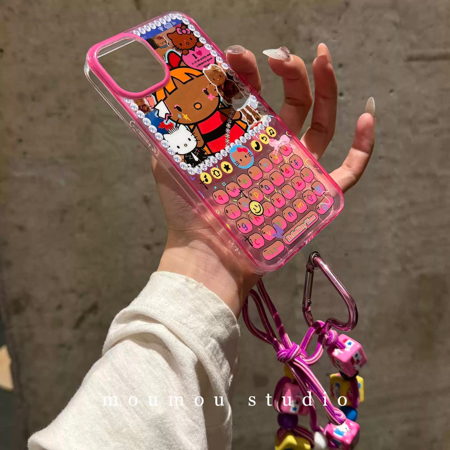 💓태닝 고양이 갸루상💓 손목스트랩 범퍼케이스 아이폰케이스 유니크 특이한 15프로맥스 14프로맥스 13프로맥스 12프로맥스 귀여운 키치 감성 레트로 에이블리