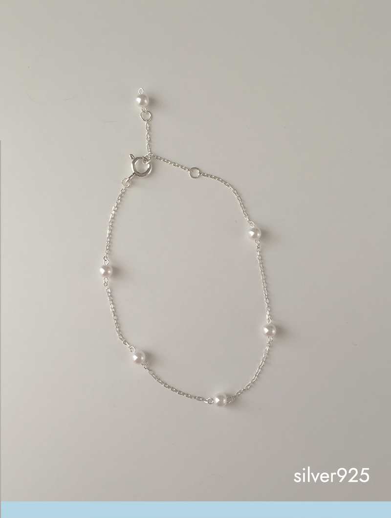 daily pearl bracelet (silver925) 실버 핵 진주 은 팔찌 심플 브레이슬릿 - 에이블리