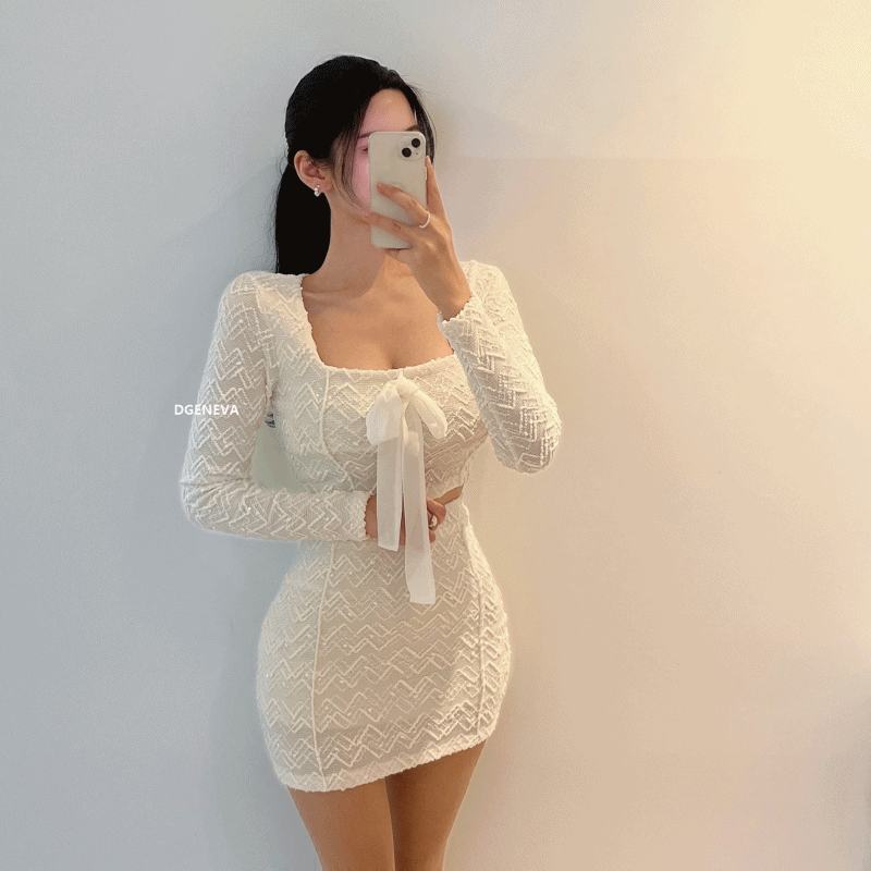 당일 고퀄 트위드 투피스 Set 스퀘어 트위드 리본 탑 밴딩 슬림핏 트위드 스커트 세트 셋업 니트 코디 신축성 스판 섹시룩 글램룩 하객룩 오피스룩 미니 크롭 국내생산