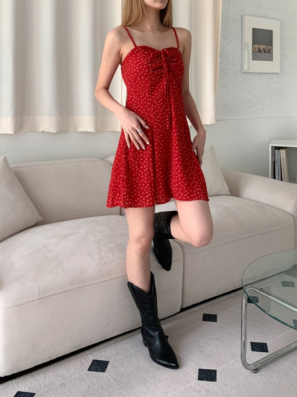 [3col/여리여리/러블리/데일리/쉬폰원피스/시원소재] 꽃나염끈OPS - 에이블리