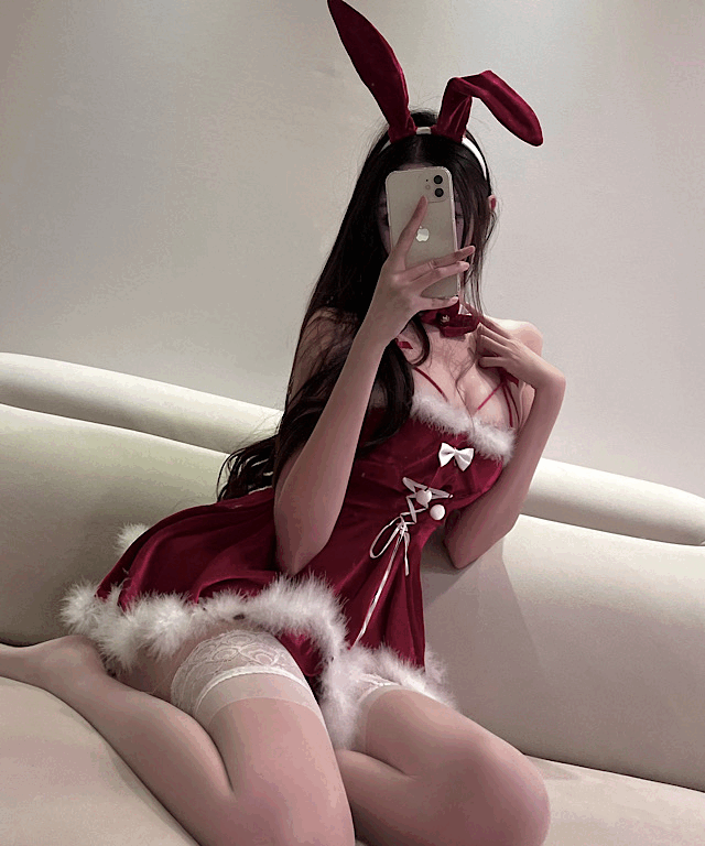 🐰크리스마스🎅🏻토끼 퍼 산타걸 코스튬 섹시 큐티 코스프레 할로윈 연말 파티룩 클럽 코르셋 남친 이벤트 방송 Bj 여캠 샴걸 레드