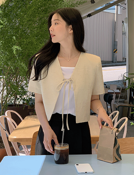 [제작] 딜라잇 린넨 리본 자켓 75618 빅사이즈 여성의류 에이블리