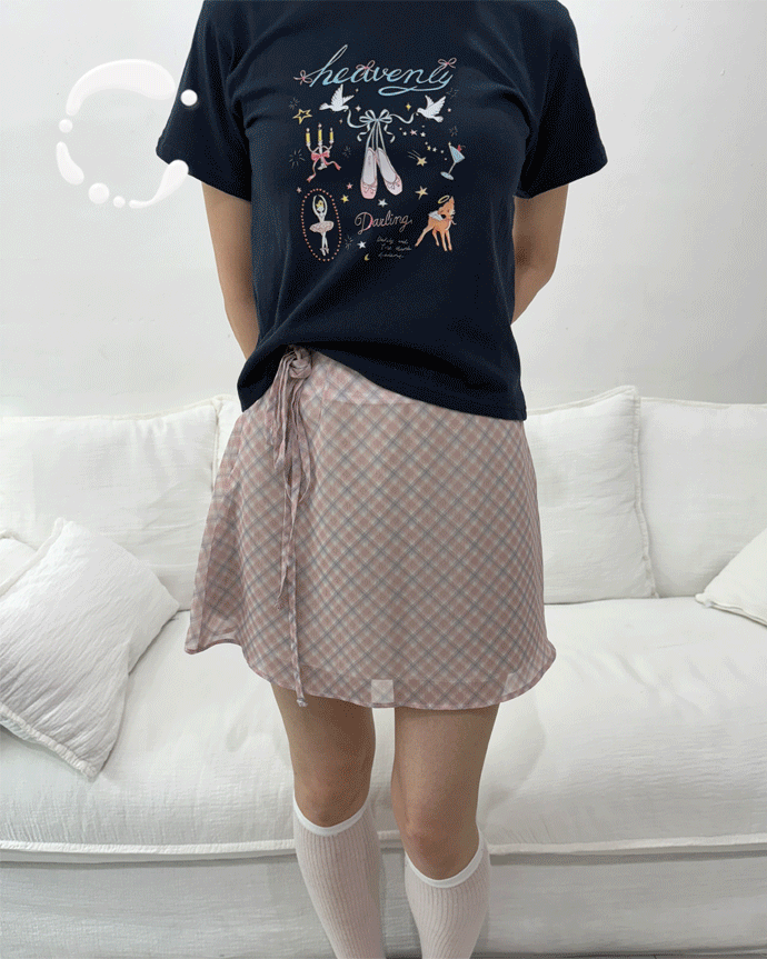 [3color.SS]Check string chiffon mini Skirt / 체크쉬폰미니스커트 - 에이블리